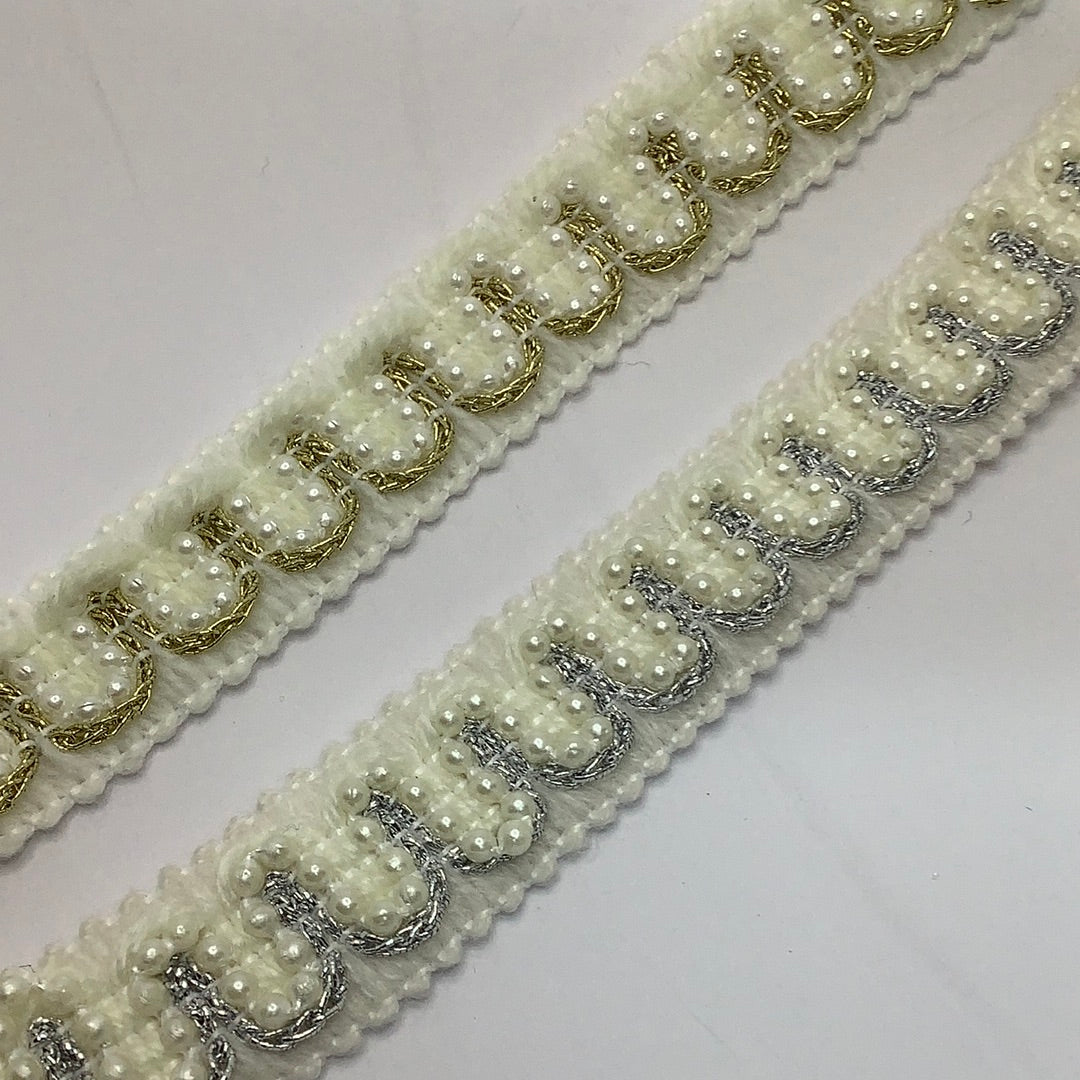 Silver and Gold Crochet Edging Braid Tapes with beading – www ...