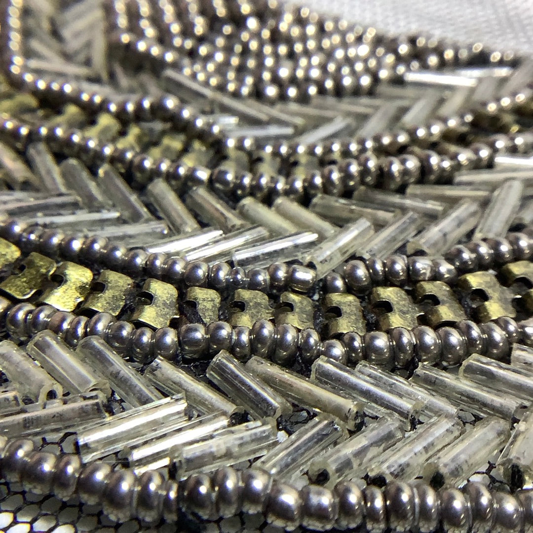 Beaded sequin on mesh – www.jimmybuttons.com.au