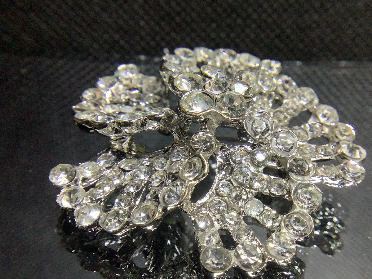 Crystal spindle flower brooches – www.jimmybuttons.com.au