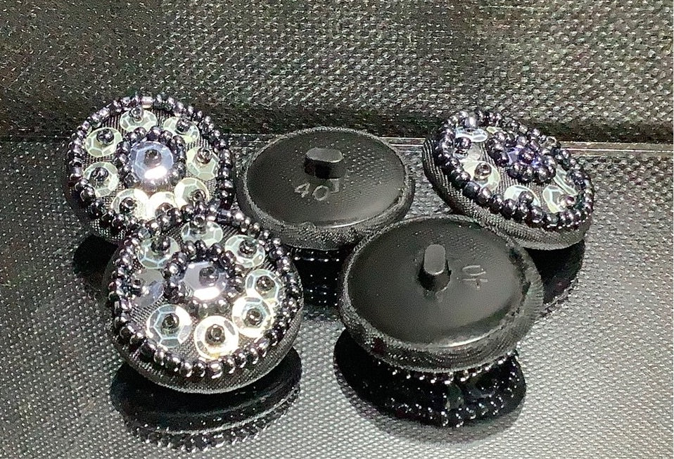 Beaded sequin shank button – www.jimmybuttons.com.au