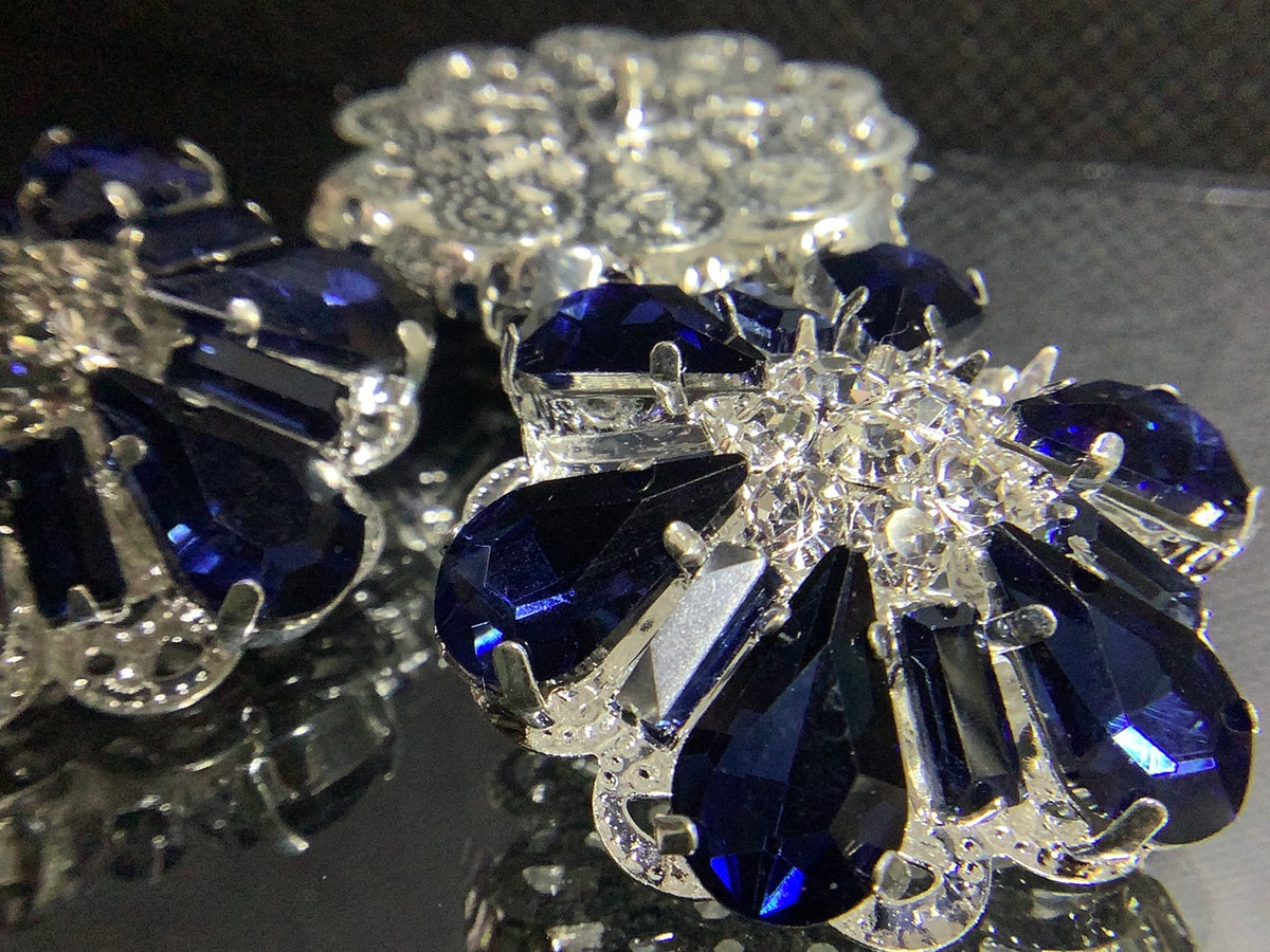 Navy Blue Diamanté Button – www.jimmybuttons.com.au