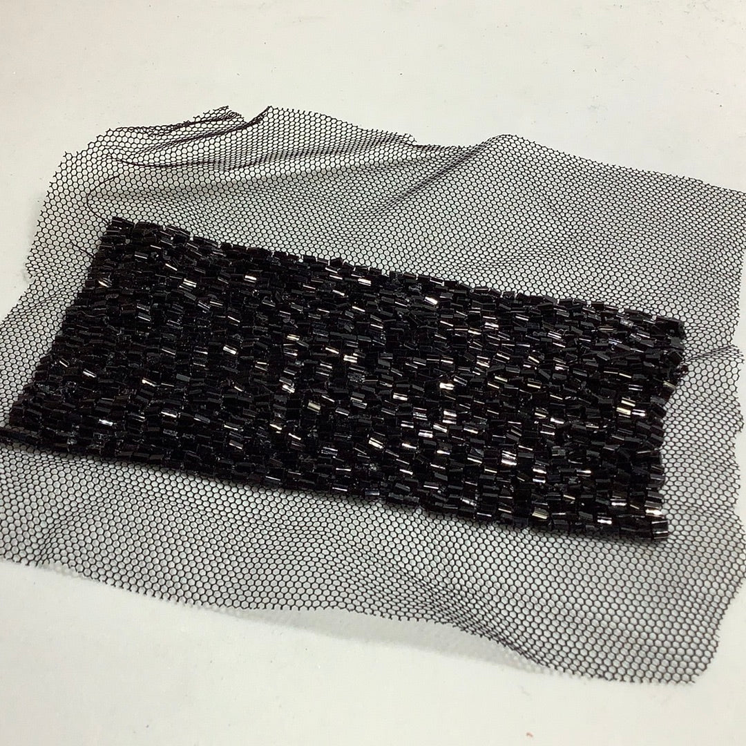 Bugle Beading on mesh – www.jimmybuttons.com.au