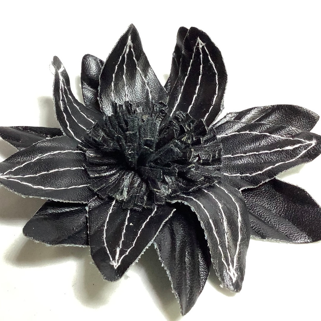 Leather flower applique – www.jimmybuttons.com.au
