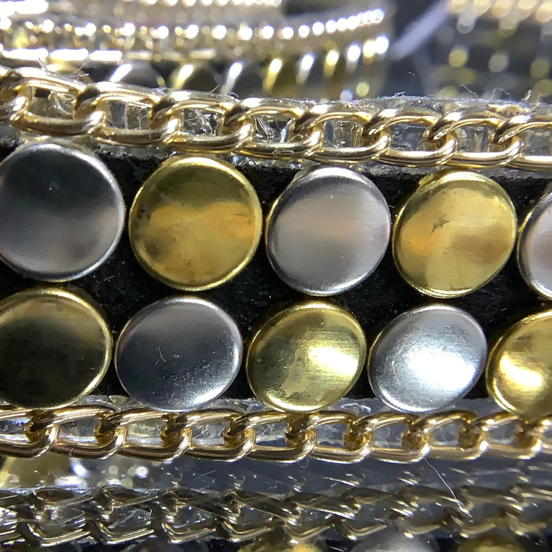Iron on metal studs chain trim – www.jimmybuttons.com.au