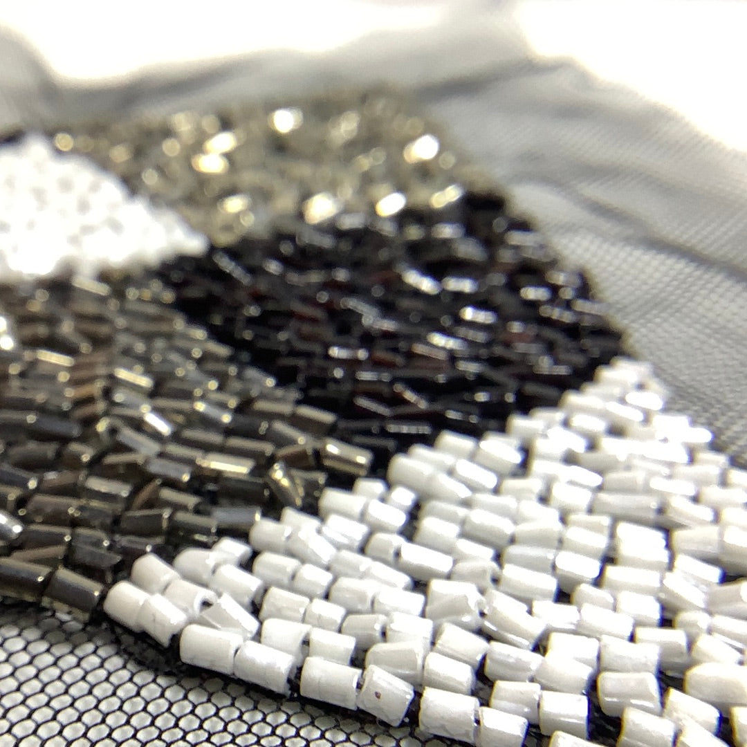 Multi color beaded pyramid on mesh – www.jimmybuttons.com.au