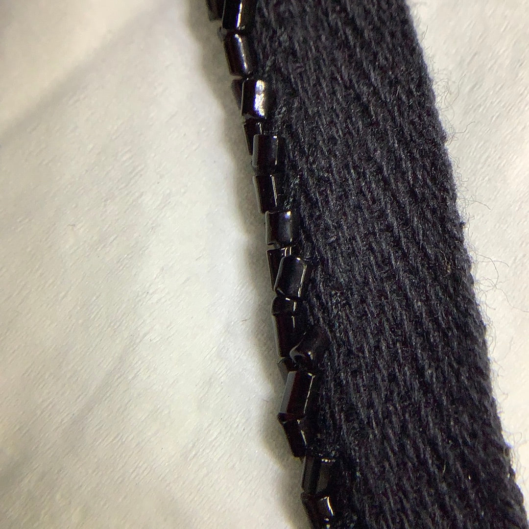 Beading edging on herringbone tape – www.jimmybuttons.com.au