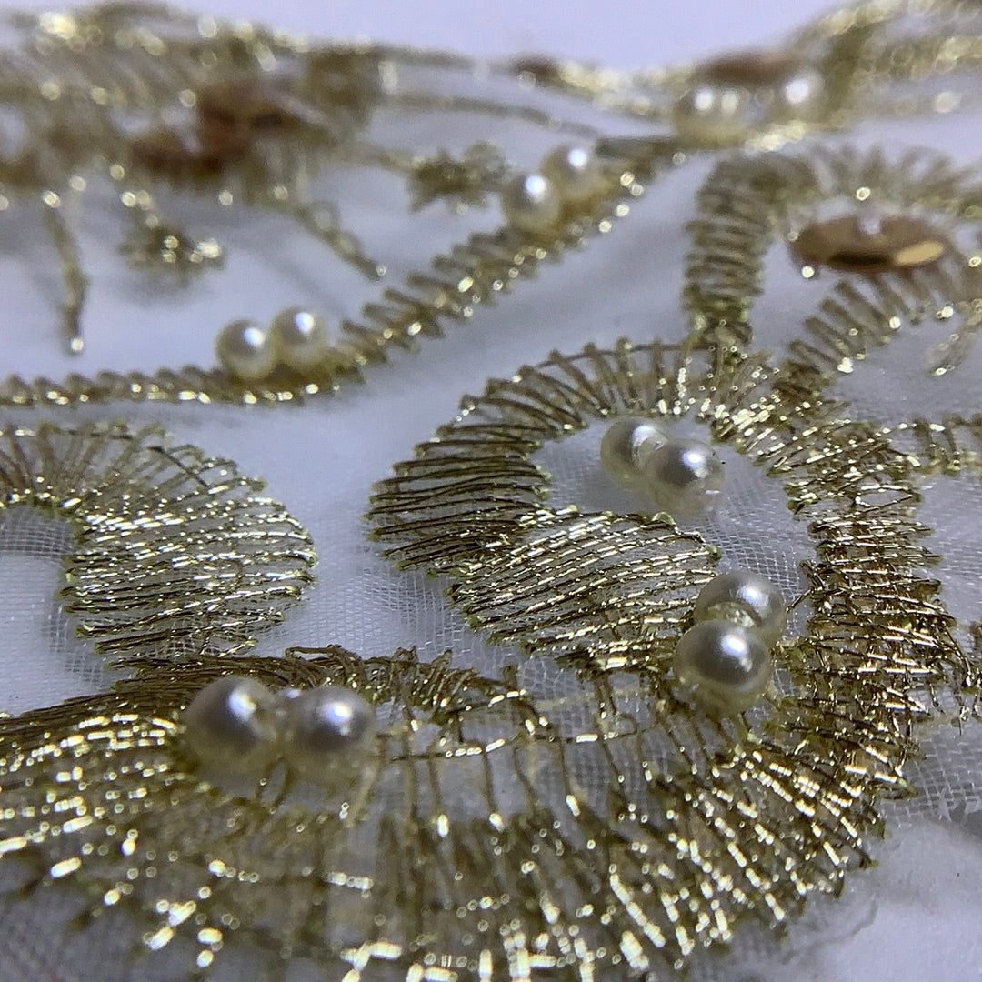 Lurex emb on mesh embellishment with sequin and pearl – www ...
