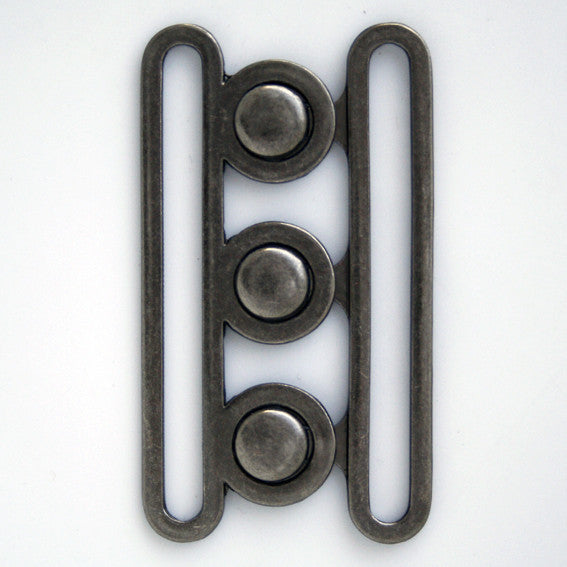 #0728 Tri-clasp Antique Nickel Buckle 70mm – www.jimmybuttons.com.au