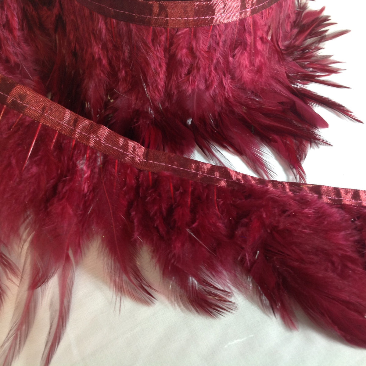 Feather Trim 12cm Burgundy – www.jimmybuttons.com.au